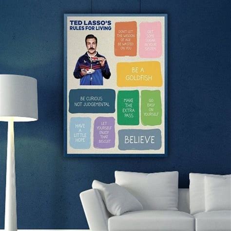 Funny Ted Lassos Rules Decor Living Room Poster Etsy