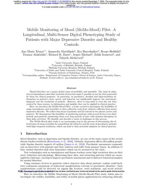 mobile monitoring of mood momo mood pilot a longitudinal multi
