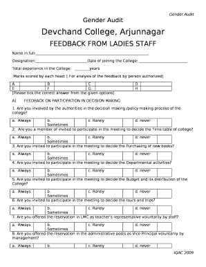 Gender Audit Doc Template PdfFiller