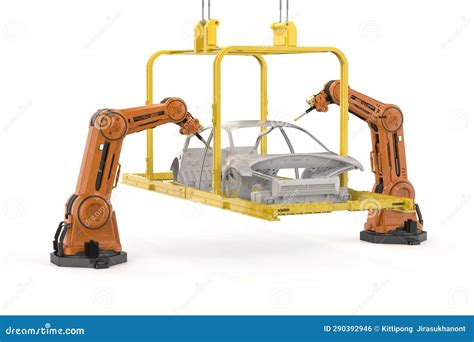Automation Automobile Factory With Robot Assembly Line Manufacture Ev