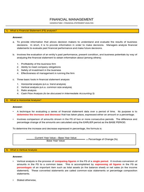 Acyfmg1 Notes Financial Statement Analysis Pdf Dividend Investing