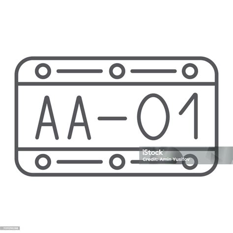 자동차 번호 얇은 라인 아이콘 자동차 및 부품 금속 숫자 기호 벡터 그래픽 흰색 바탕에 선형 패턴 0명에 대한 스톡 벡터 아트 및 기타 이미지 Istock