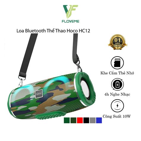 Loa Bluetooth Hoco Hc12 Nhỏ Gọn Âm Thanh Mạnh Mẽ Đèn Led Sống Động Công Suất 10w Pin