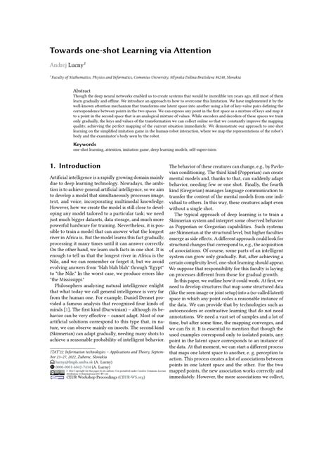 Pdf Towards One Shot Learning Via Attention