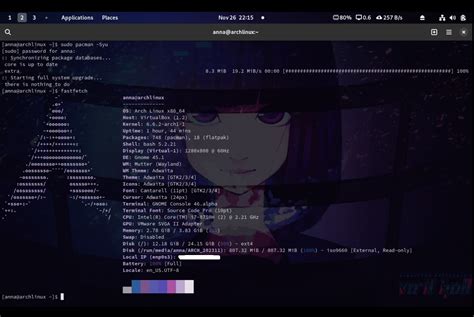 Anna Themed Arch Linux Gnome Desktop Rwaifubartending