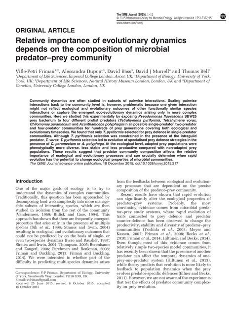 Pdf Relative Importance Of Evolutionary Dynamics Depends On The Composition Of Microbial