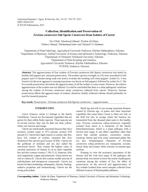 Pdf Collection Identification And Preservation Of Erwinia Carotovora Subsp Carotovora From