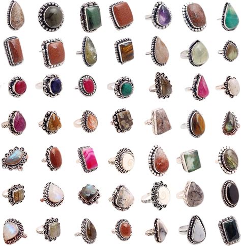 Rngems Silver Rings For Women 10 Pcs Fashion Silver