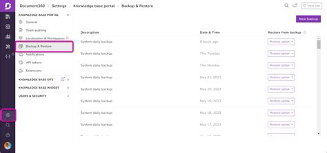Backup Your Documentation And Restore Your Knowledge Base At Any Time
