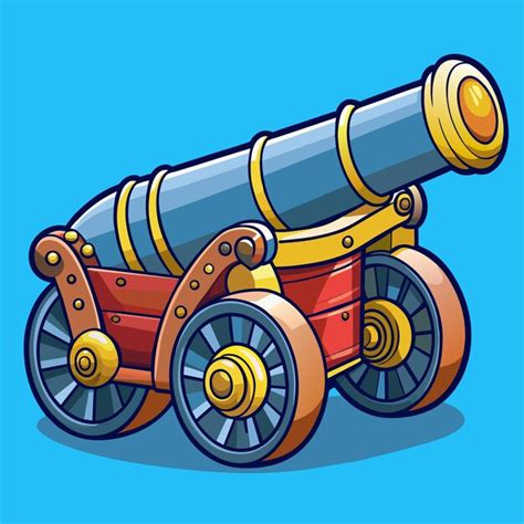 A Cartoon Drawing Of A Cannon With A Large Cannon On The Top Premium