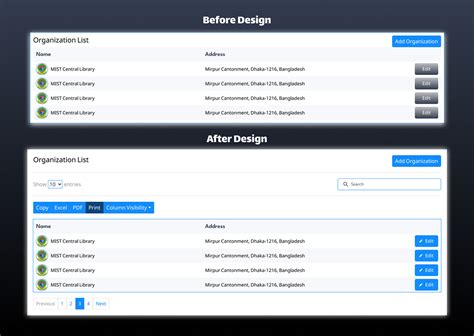 Database Table UI Design On Behance