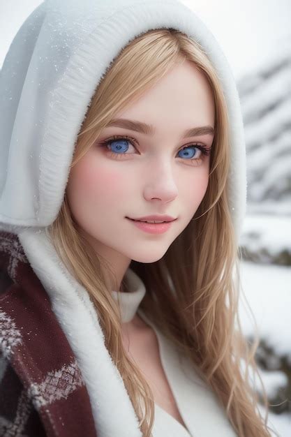 Premium Photo A Girl With Blue Eyes In A Winter Coat