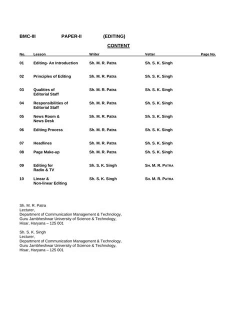 Pdf Bmc Iii Paper Ii Editing Content Haryana India · Editing