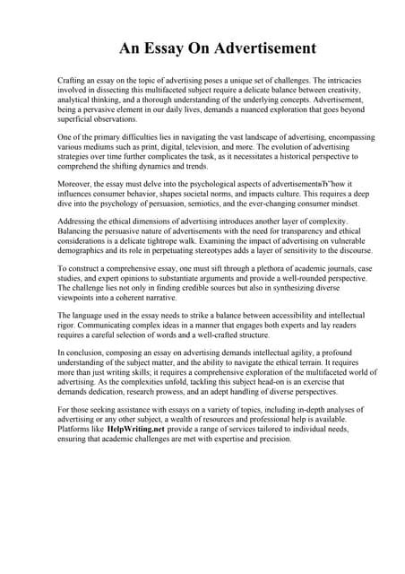 Advertisement Analysis Essay Pdf