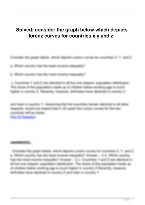 SOLUTION Solved Consider The Graph Below Which Depicts Lorenz Curves For Countries X Y And Z
