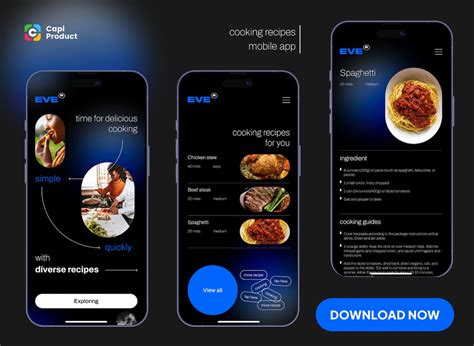 5927 烹饪食谱手机应用app Ui Kit 黑暗模式极简主义 果觅网（gooodme）