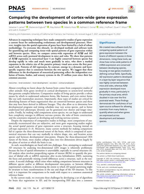 PDF Comparing The Development Of Cortex Wide Gene Expression Patterns Between Two Species In A