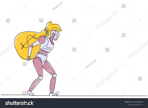 Continuous One Line Drawing Robots Carry Stock Vector Royalty Free 2302009059 Shutterstock