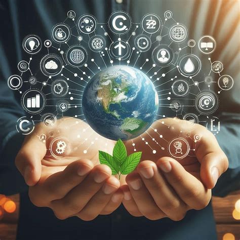 Co2 Emission Reduction Concept In Hand With Environmental Icons Global Warming Sustainable