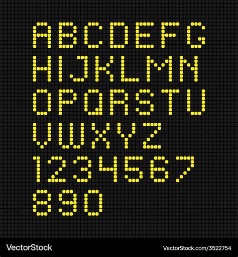 Yellow Digital Led Font Royalty Free Vector Image