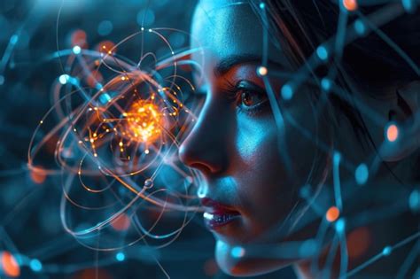 premium photo closeup of woman with virtual atom model