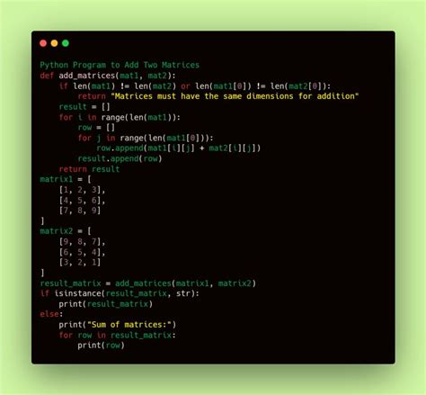 Abhishek Powar On Linkedin Python Program To Add Two Matrices