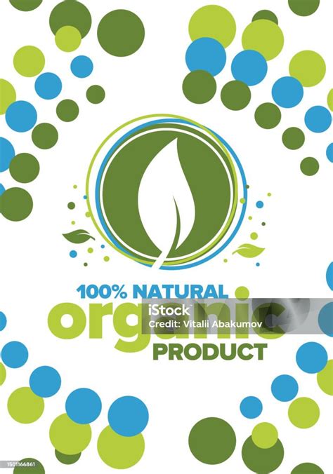 유기농 제품 100 자연스럽고 신선합니다 프리미엄 바이오 품질 음식 또는 화장품 템플릿입니다 녹색 잎 친환경 라이프스타일 폐기물 제로 배너 디자인 벡터 그림 0명에 대한