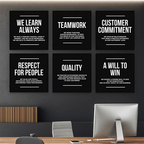 6x Inspirational Company Core Values Wall Art Organization Etsy