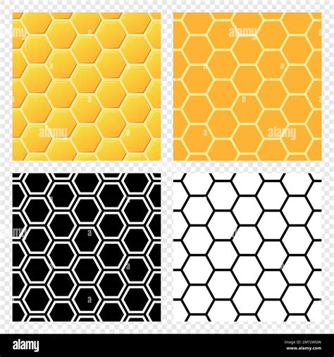 Honeycomb Seamless Pattern Set Abstract Geometric Yellow Honeycomb Seamless Pattern Set
