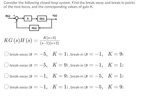 Solved Consider The Following Closed Loop System Find The Chegg