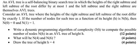 Solved An Avl Tree Is A Self Balancing Binary Search Tree In