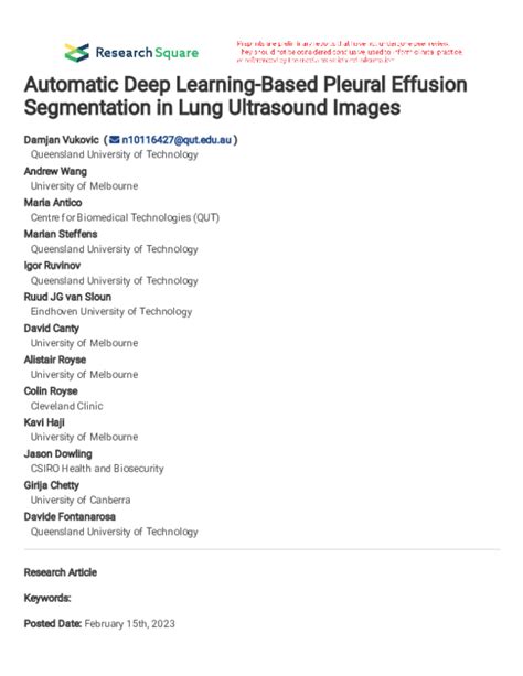 Pdf Automatic Deep Learning Based Pleural Effusion Segmentation In