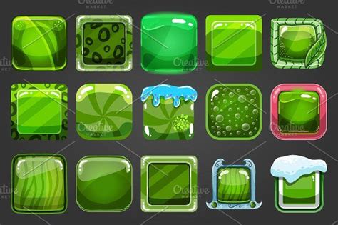 Set Of Game Interface Button Color Game Interface Game Logo Design Creative Market