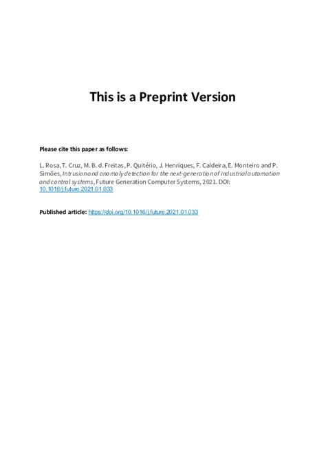 Pdf Intrusion And Anomaly Detection For The Next Generation Of Industrial Automation And