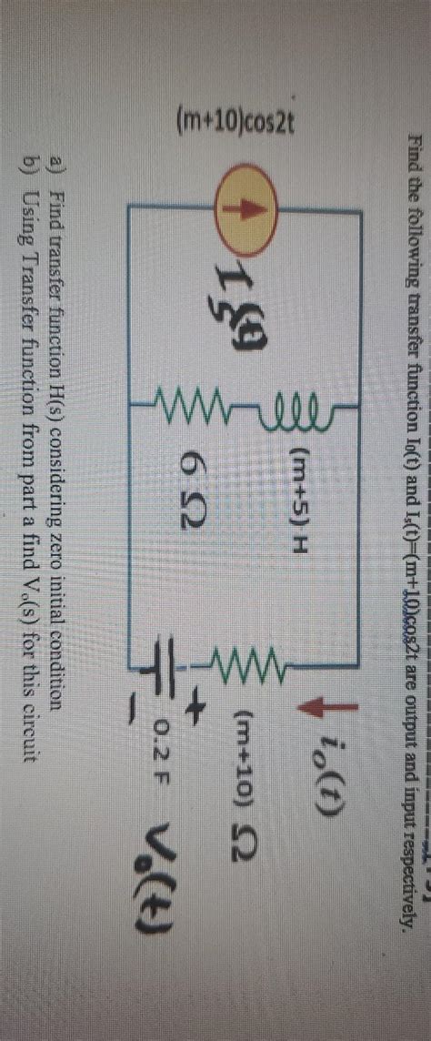 solved find the following transfer function io t and