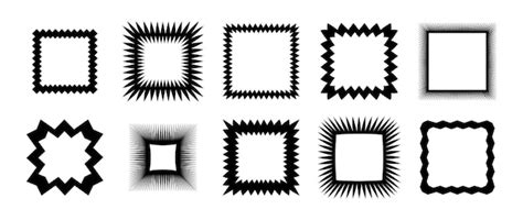 Premium Vector Zig Zag Edge Square Frames Collection Jagged Shapes