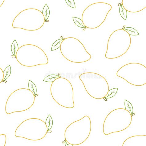 Seamless Pattern With Mango On White Background Stock Vector Illustration Of Kitchen Leaf