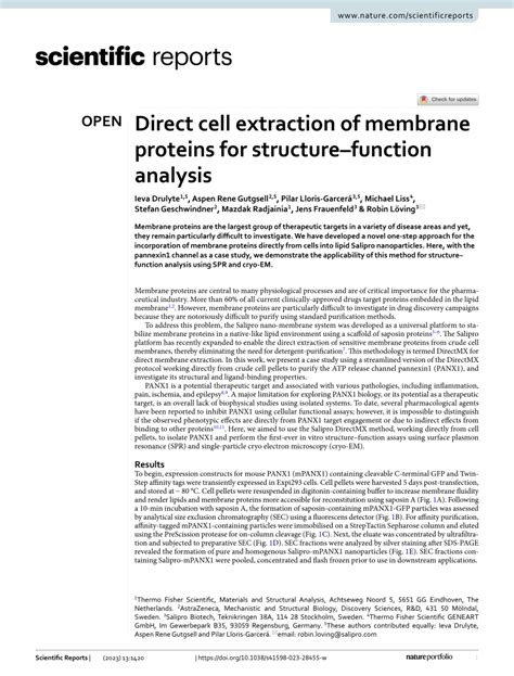 Pdf Direct Cell Extraction Of Membrane Proteins For Structure