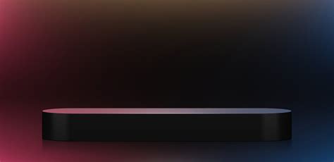 블랙 롱 포디움 배경 스탠드 또는 빈 무대 플랫폼 또는 최소한의 파스텔 모던 쇼케이스 받침대 는 스튜디오 템플릿이있는 프리젠 테이션 제품 전시회 디스플레이 화장품 배경에
