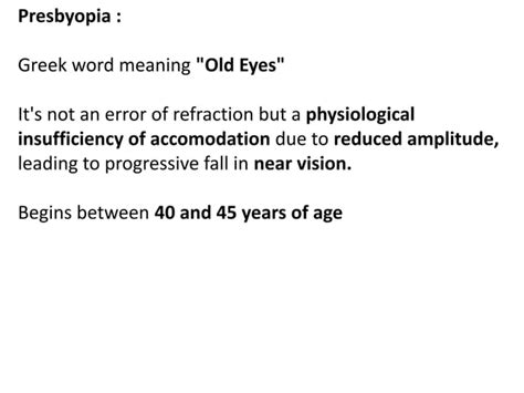 Presbyopia The Presentation Ophthalmology Pdf Eye And Vision