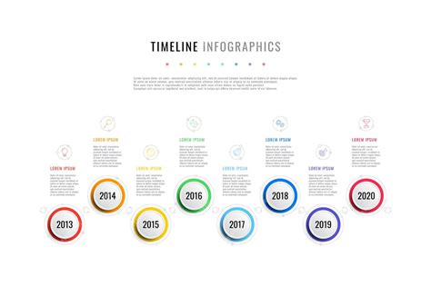 Premium Vector Horizontal Business Timeline Template With 8 Round Elements Year Indication And