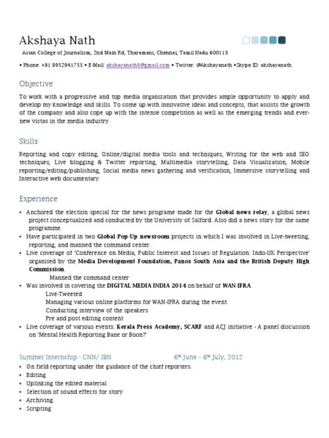 Akshaya Nath Resume Download Free Pdf Journalism News