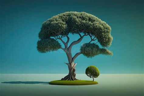 A Green Tree With Two Small Trees In The Middle Of It Stock Image Image Of Growth Forest