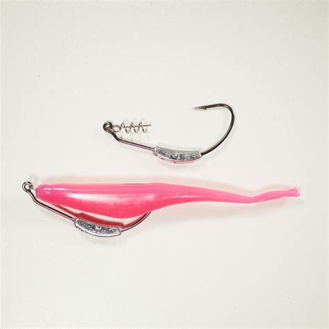 Weighted Hook 4 Fluke Soft Plastic Pink 5 Rigs20 Pack Free S