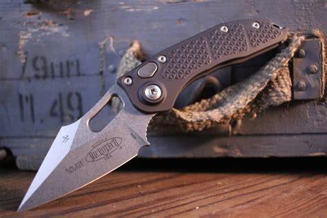 Microtech Stitch 3 75 Automatic Knife Black Aluminum Stonewashed