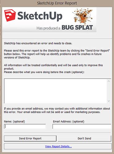 Bug Splat Sketchup SketchUp SketchUp Community