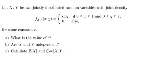 Solved Let Xy Be Two Jointly Distributed Random Variables