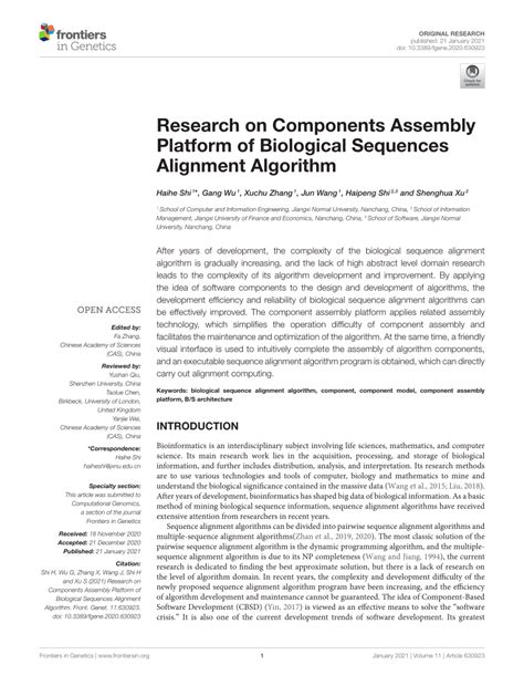 Pdf Research On Components Assembly Platform Of Biological Sequences Alignment Algorithm