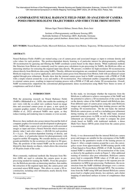 Pdf A Comparative Neural Radiance Field Nerf 3d Analysis Of Camera Poses From Hololens