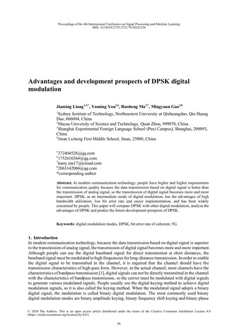 Pdf Advantages And Development Prospects Of Dpsk Digital Modulation